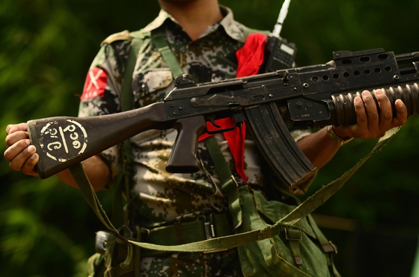 a captured Burmese weapon from the front line fighting - DVB